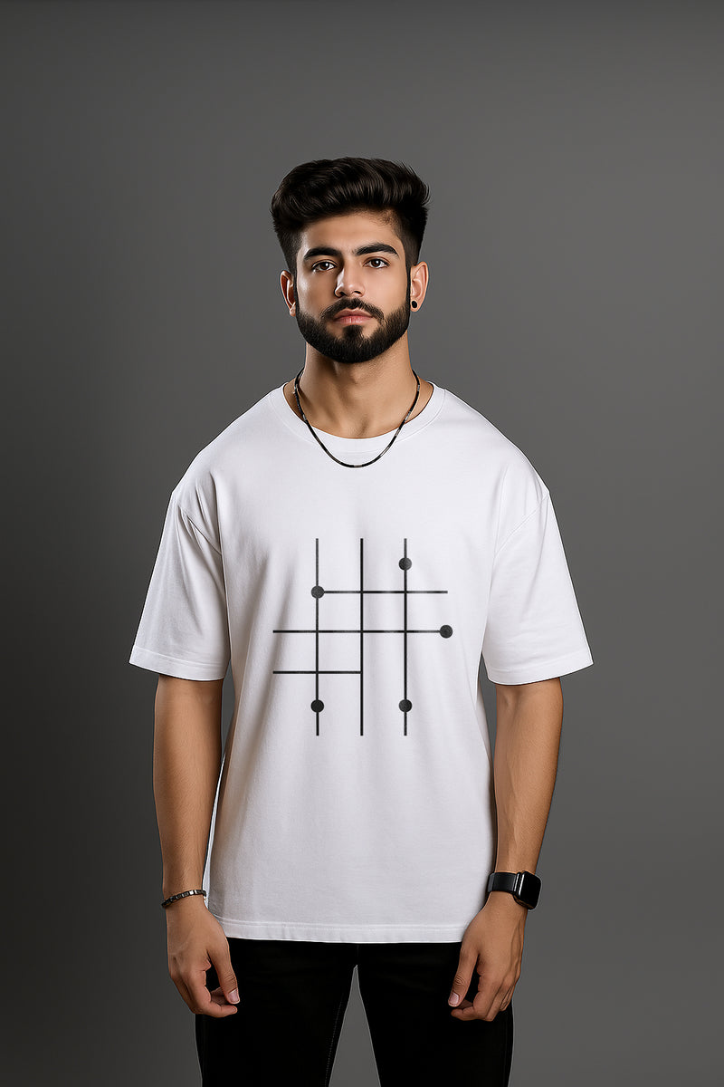 Men White Dot Matrix Graphic Tee – Wavyn.co